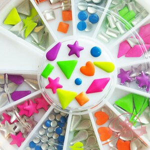 Mix of Neon Colors & Shape Nail Studs 3D Design Manicure Wheel - Etsy