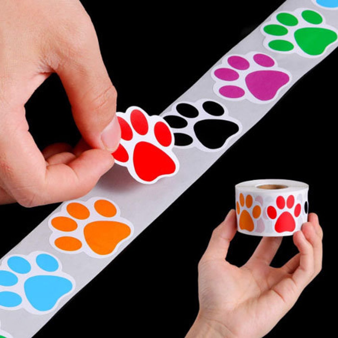 500 pcs Dog Foot Print Labels Round Roll Stickers | Etsy