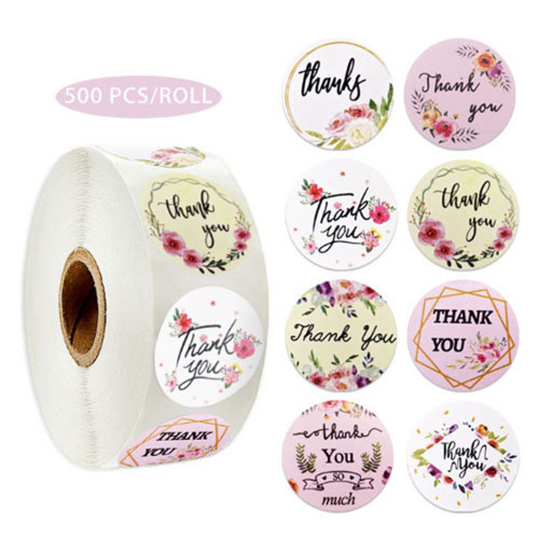 500 Pcs thank You Labels Round Roll Stickers - Etsy