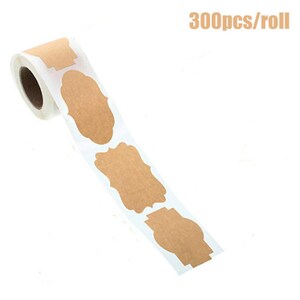 300 Pcs Shaped Plain Kraft Labels Roll Stickers Brown Business Use ...