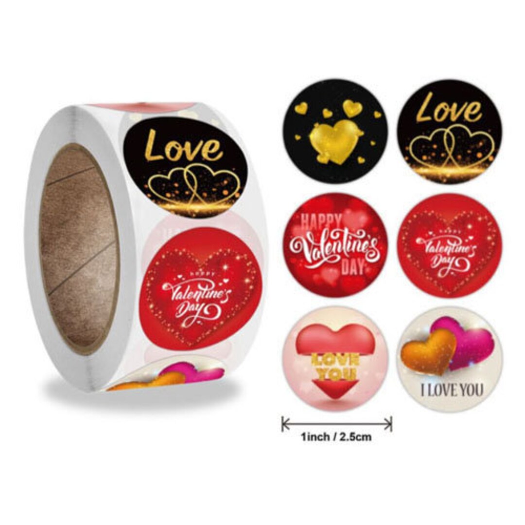 500 Pcs Love You Happy Valentine's Day Labels Round Roll Stickers ...