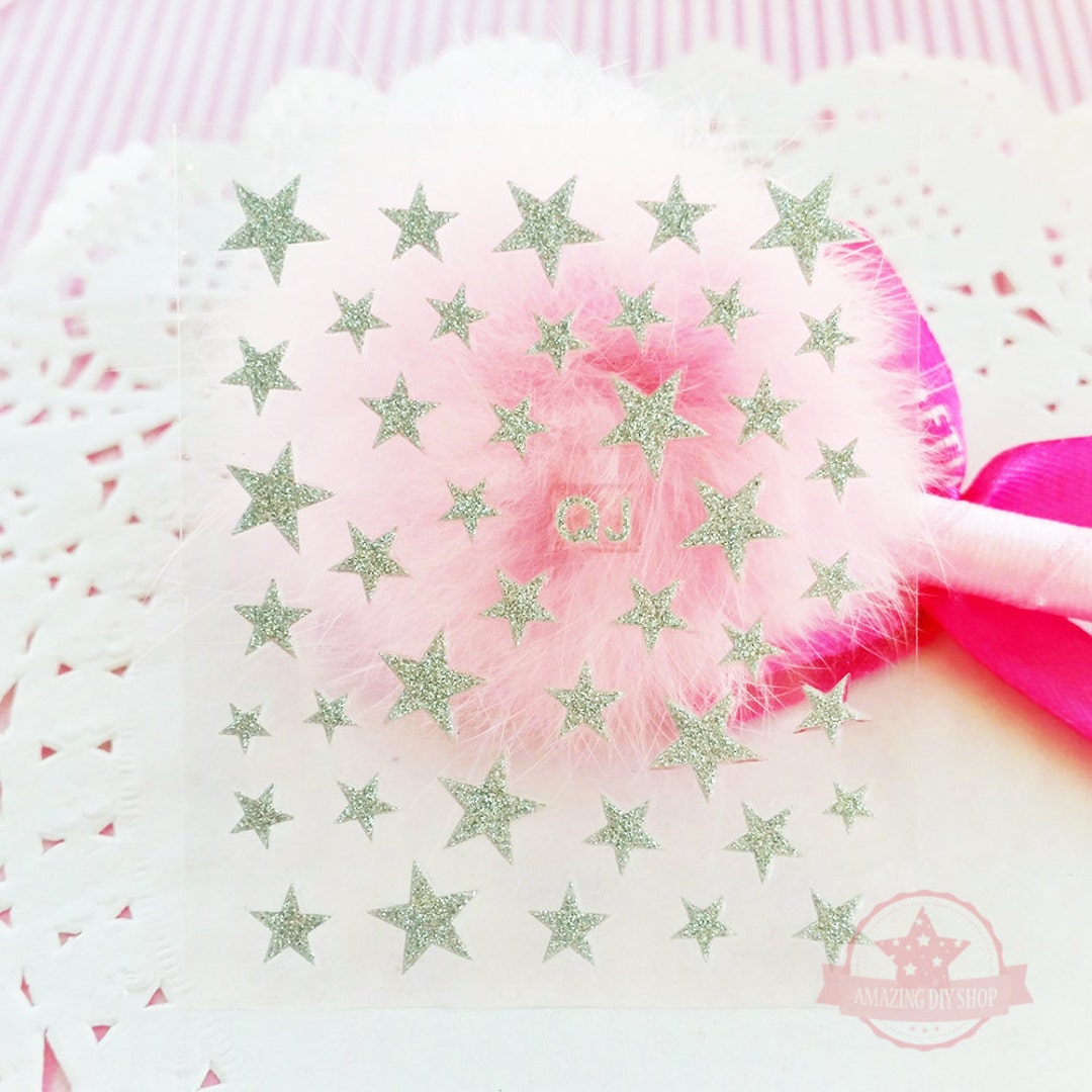 Glitter Silver Star Self Adhesive Colorful Nail Art Stickers Transfer ...