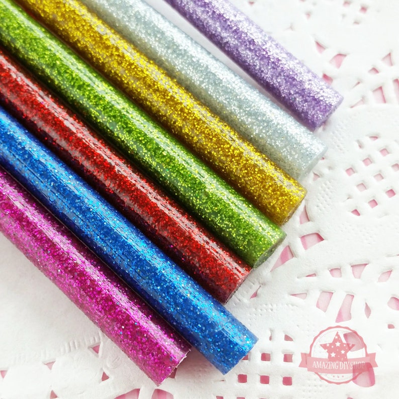 Glitter Mix Color 7 Pcs Translucent Hot Glue Sticks Deco - Etsy