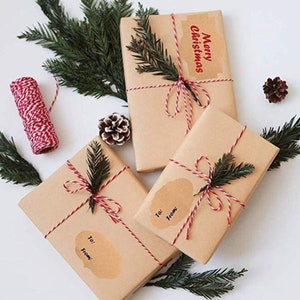 300 Pcs Shaped Plain Kraft Labels Roll Stickers Brown Business Use ...