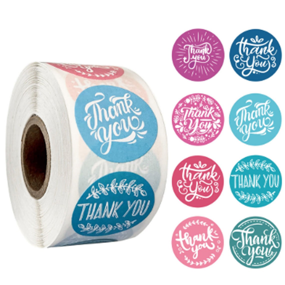 500 Pcs thank You Labels Round Roll Stickers Pink - Etsy