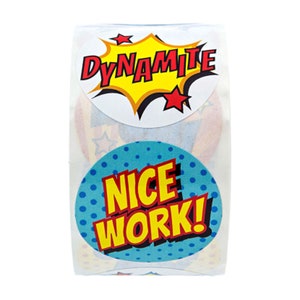 500 Pcs "positive Signs" Super Amazing Great Job Nice Labels Round Roll ...