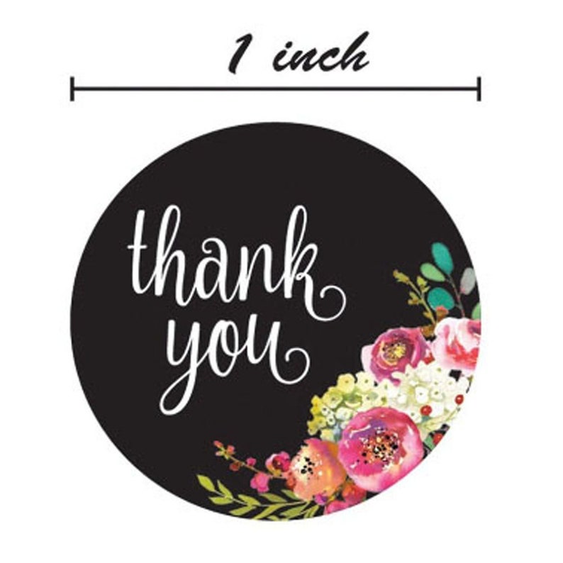 500 Pcs thank You Labels Round Roll Stickers Black - Etsy