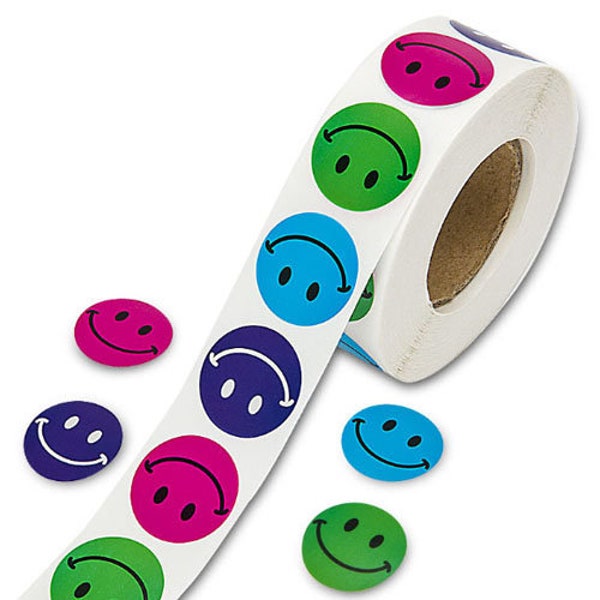 Smiley Face Stickers Roll - Etsy