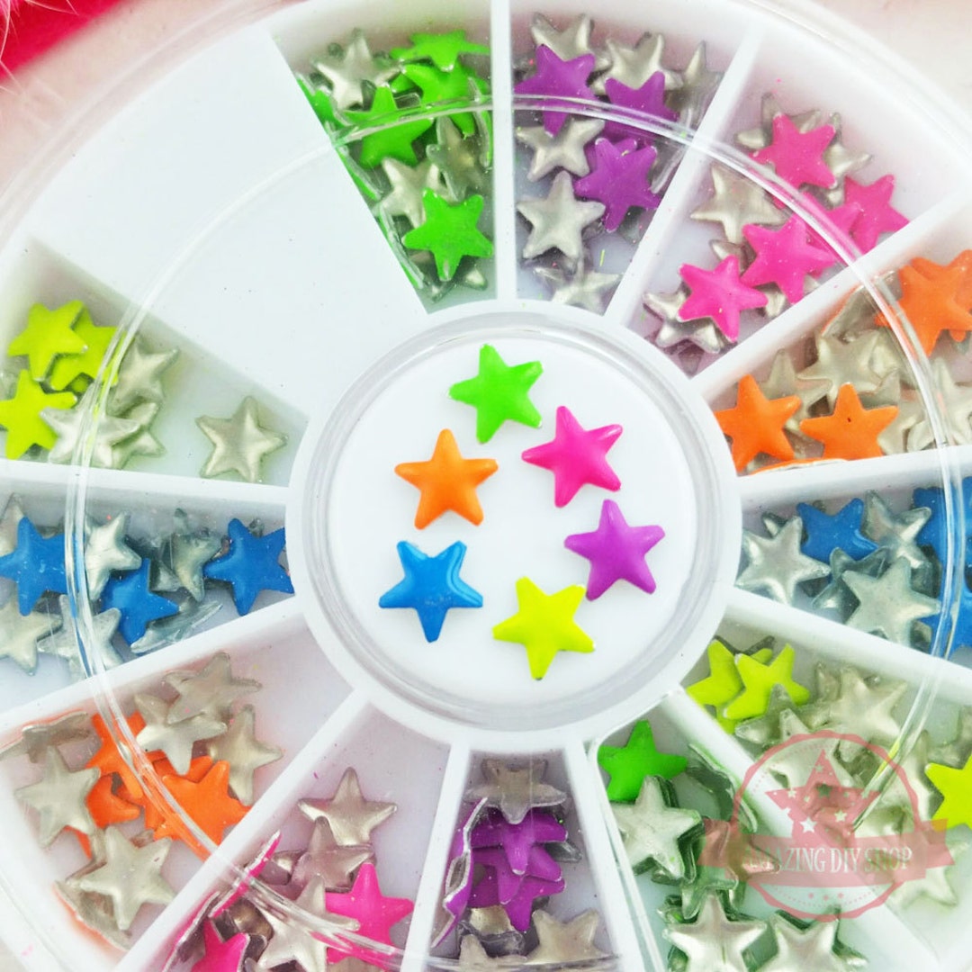 Mix Neon Colors Star Shape Nail Studs 3D Design Manicure Wheel T166 - Etsy