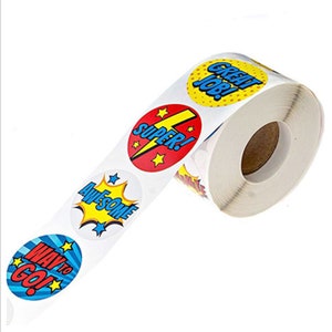 500 Pcs "positive Signs" Super Amazing Great Job Nice Labels Round Roll ...