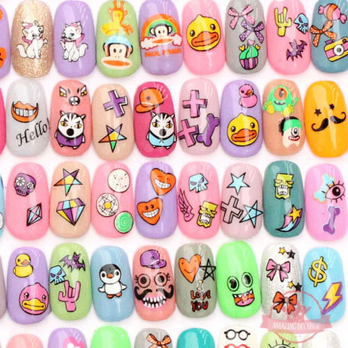 Yellow Duck Self Adhesive Colorful Nail Art Stickers Transfer - Etsy