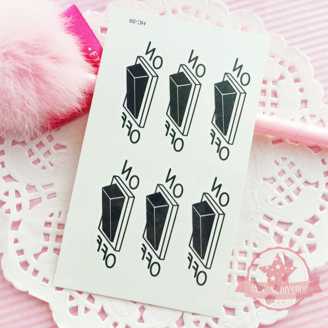 3D Switch On-off 6 Temporary Tattoos HC-59 - Etsy