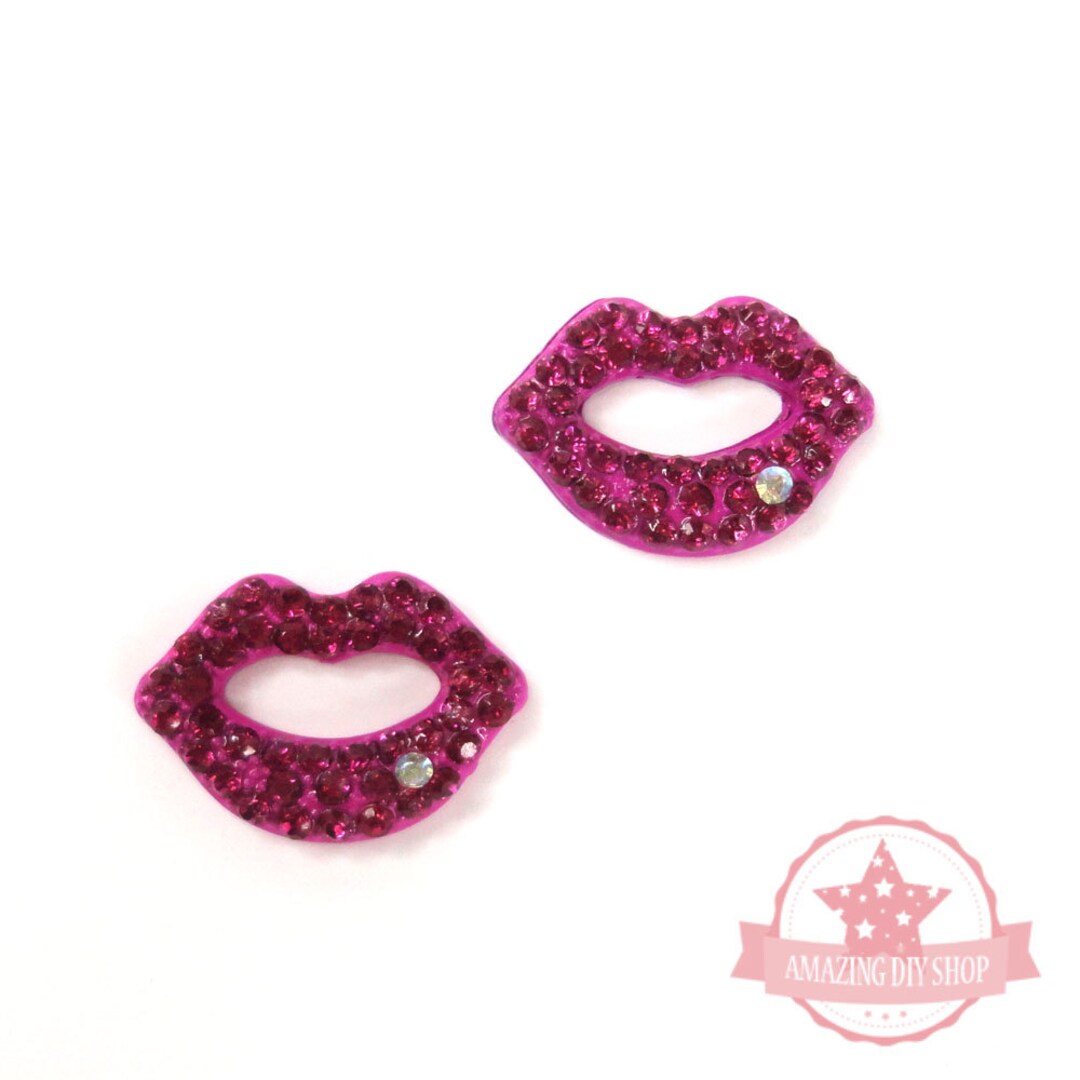 Crystal Bling Metal Hot Pink Lips Rhinestones Embellishments T8-04 - Etsy