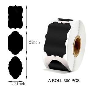 300 Pcs Shaped Plain Kraft Labels Roll Stickers Black Business Use ...