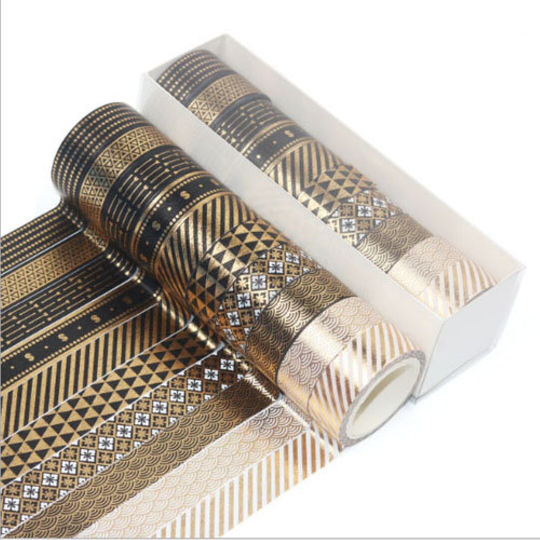 10 Rolls black & Gold Washi Tape Masking Decorative Adhesive DIY ...