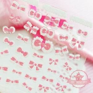Self Adhesive Light Pink Ribbon Bow Lace Nail Art Stickers Transfer ...