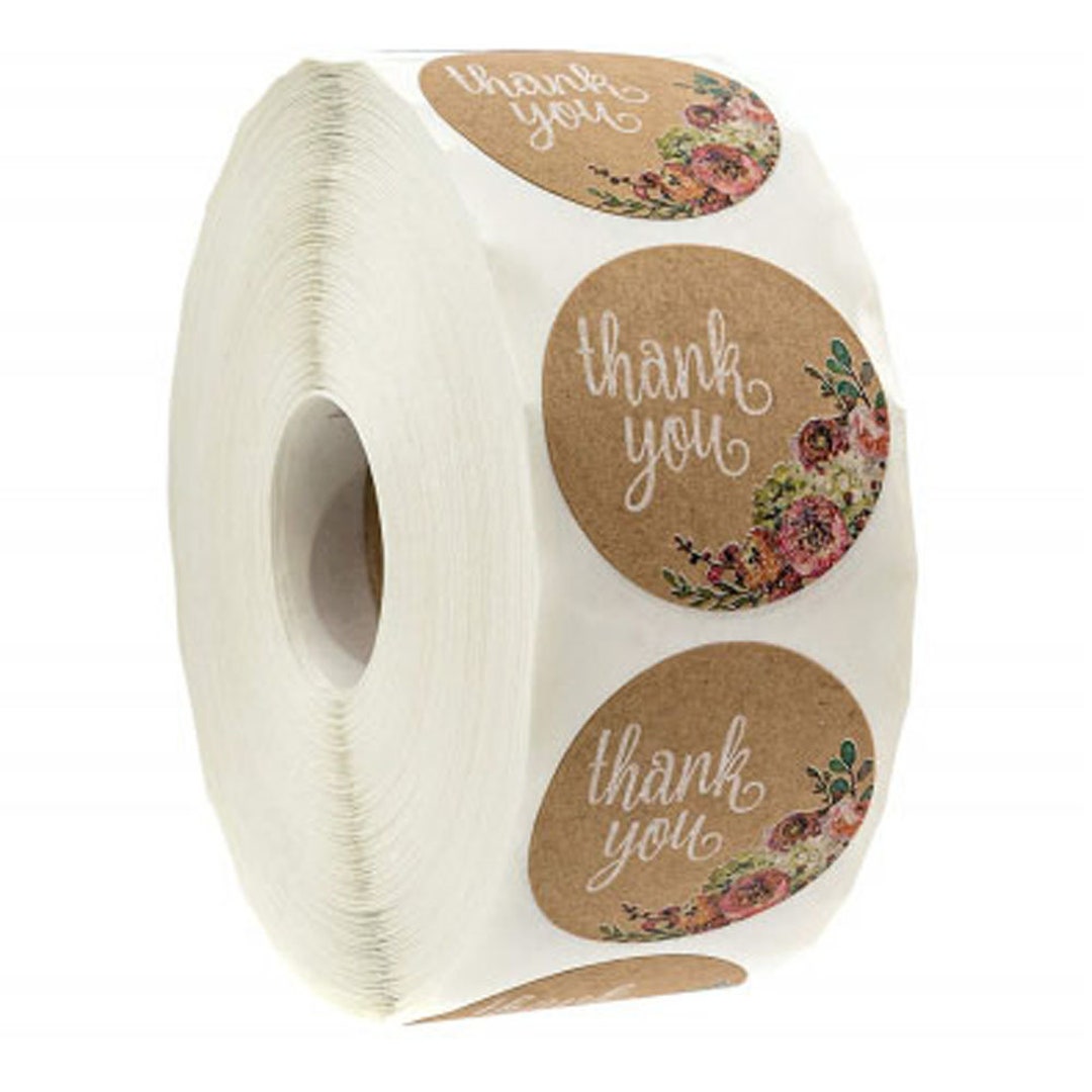 500 Pcs thank You Kraft Labels Round Roll Stickers - Etsy