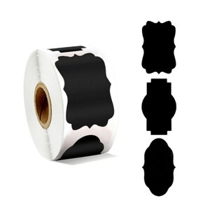 300 Pcs Shaped Plain Kraft Labels Roll Stickers Black Business Use ...