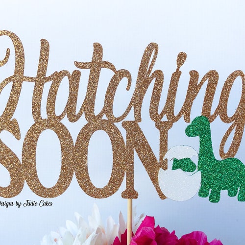 Hatching Soon Dinosaur Cake Topper Dino Baby Shower Boy or - Etsy