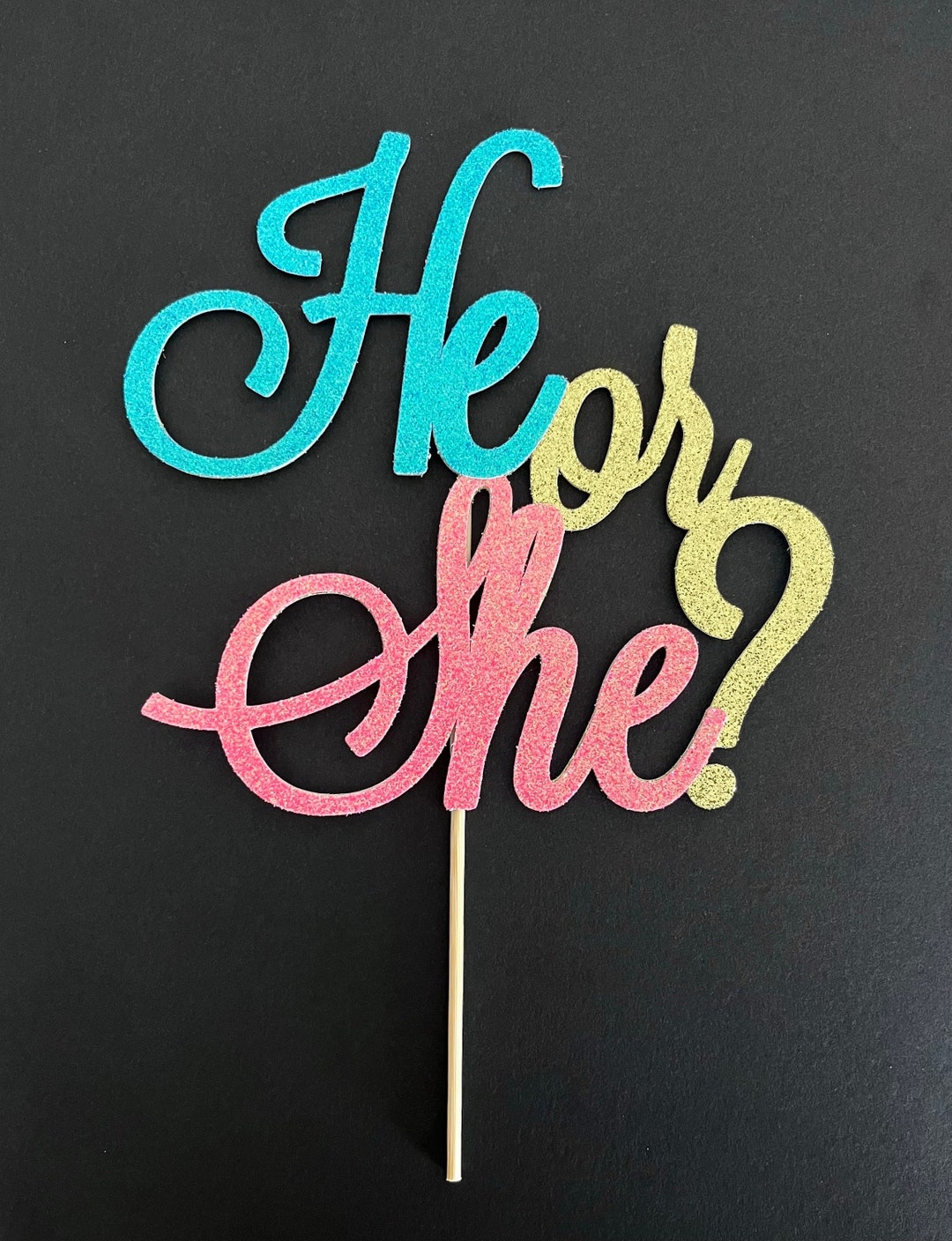 He or She Cake Topper | Gender Reveal Cake Topper | Gender Reveal Party ...