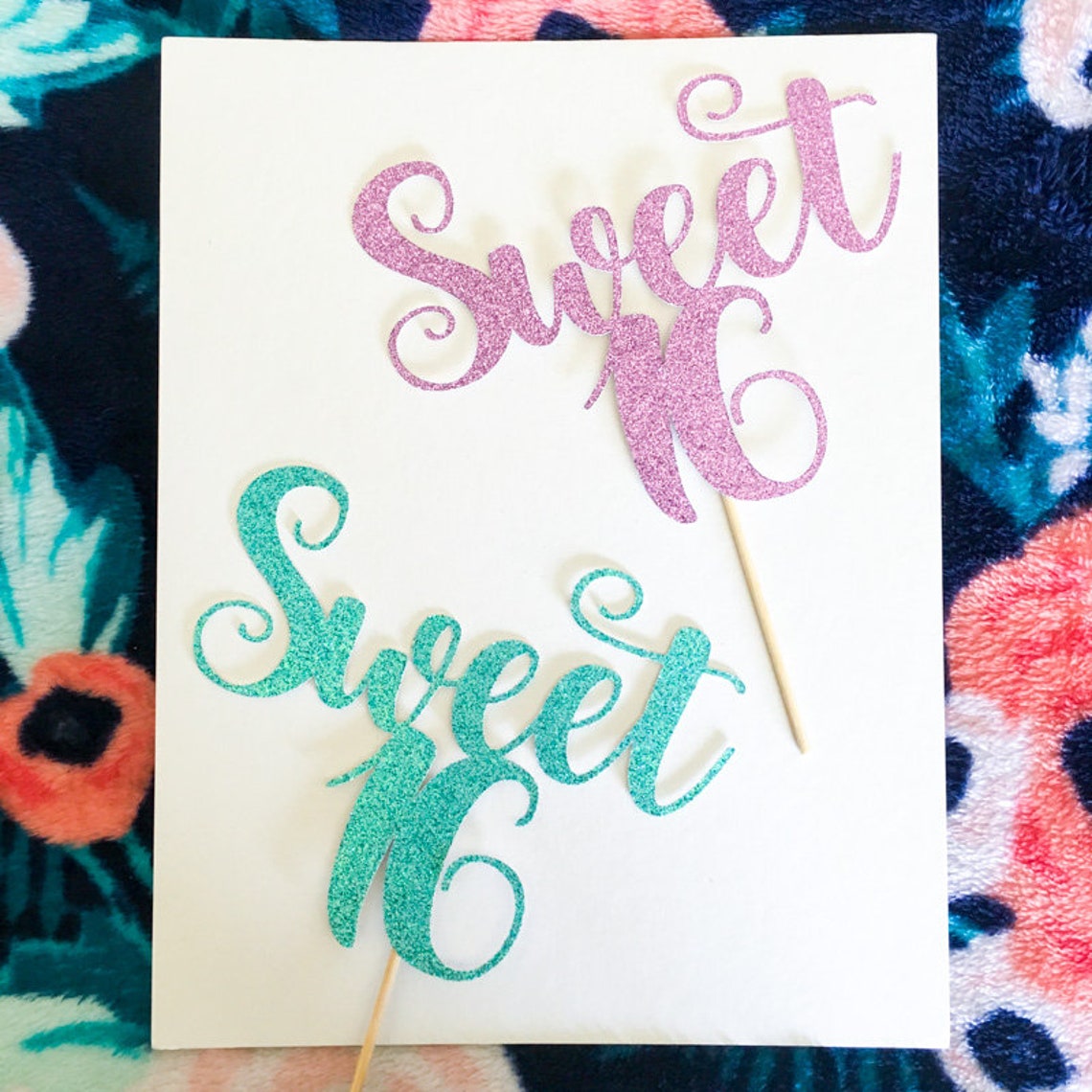 Sweet Sixteen Cake Topper Sweet 16 Glitter Cake Topper | Etsy