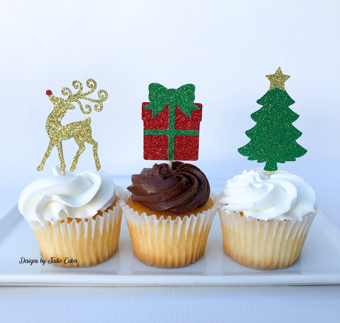 Merry Christmas Cake Topper Christmas Cupcake Toppers - Etsy