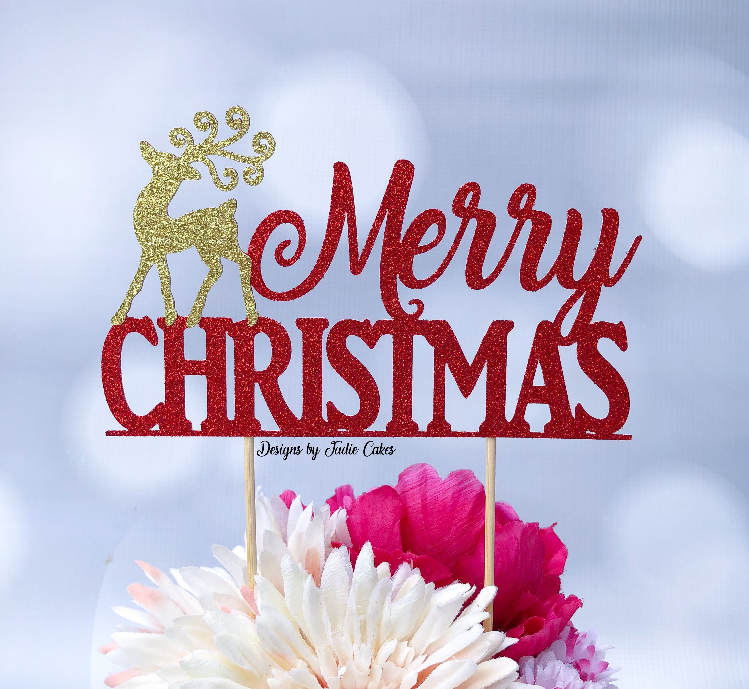 Merry christmas cake topper Christmas cake topper Holiday | Etsy