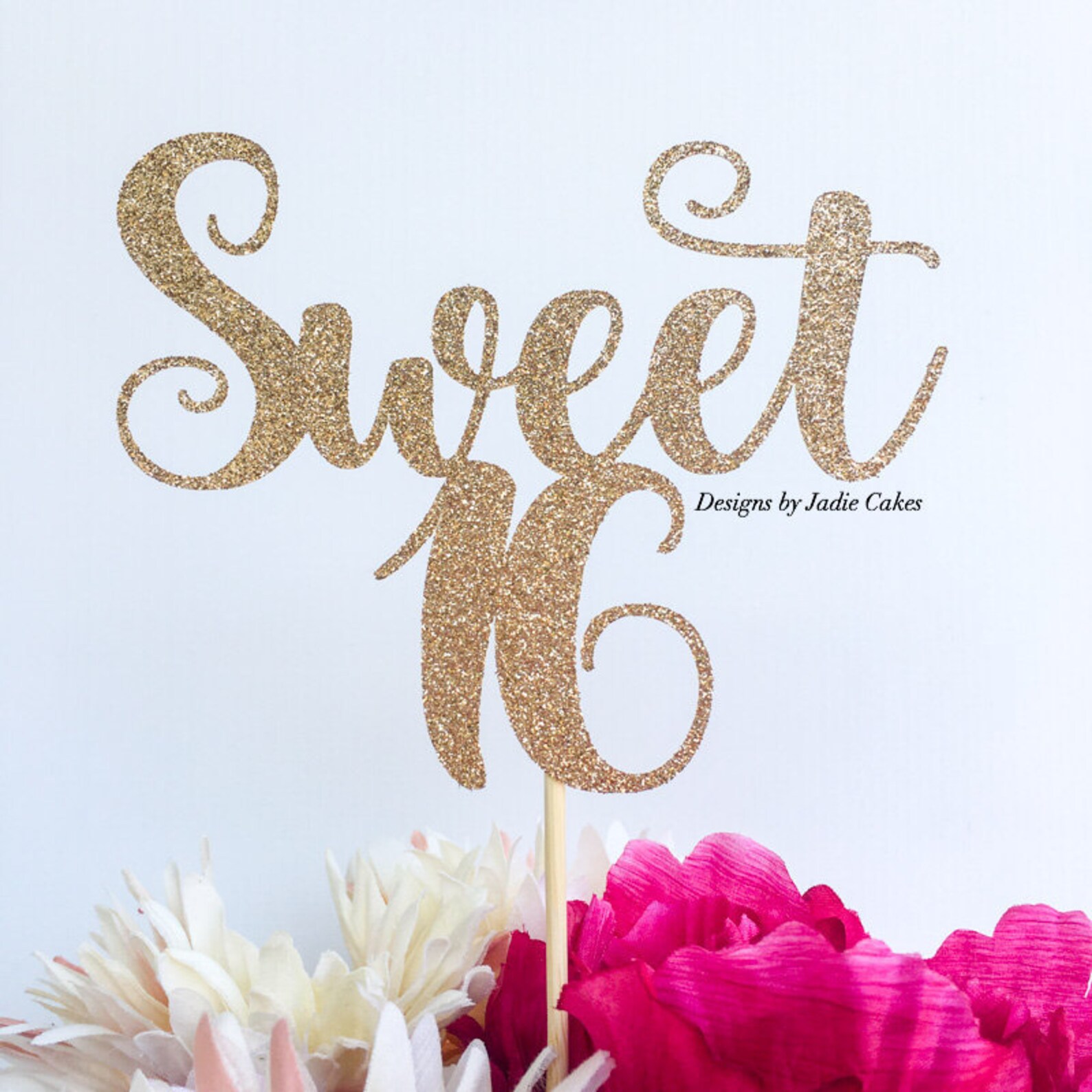 Sweet Sixteen Cake Topper Sweet 16 Glitter Cake Topper | Etsy