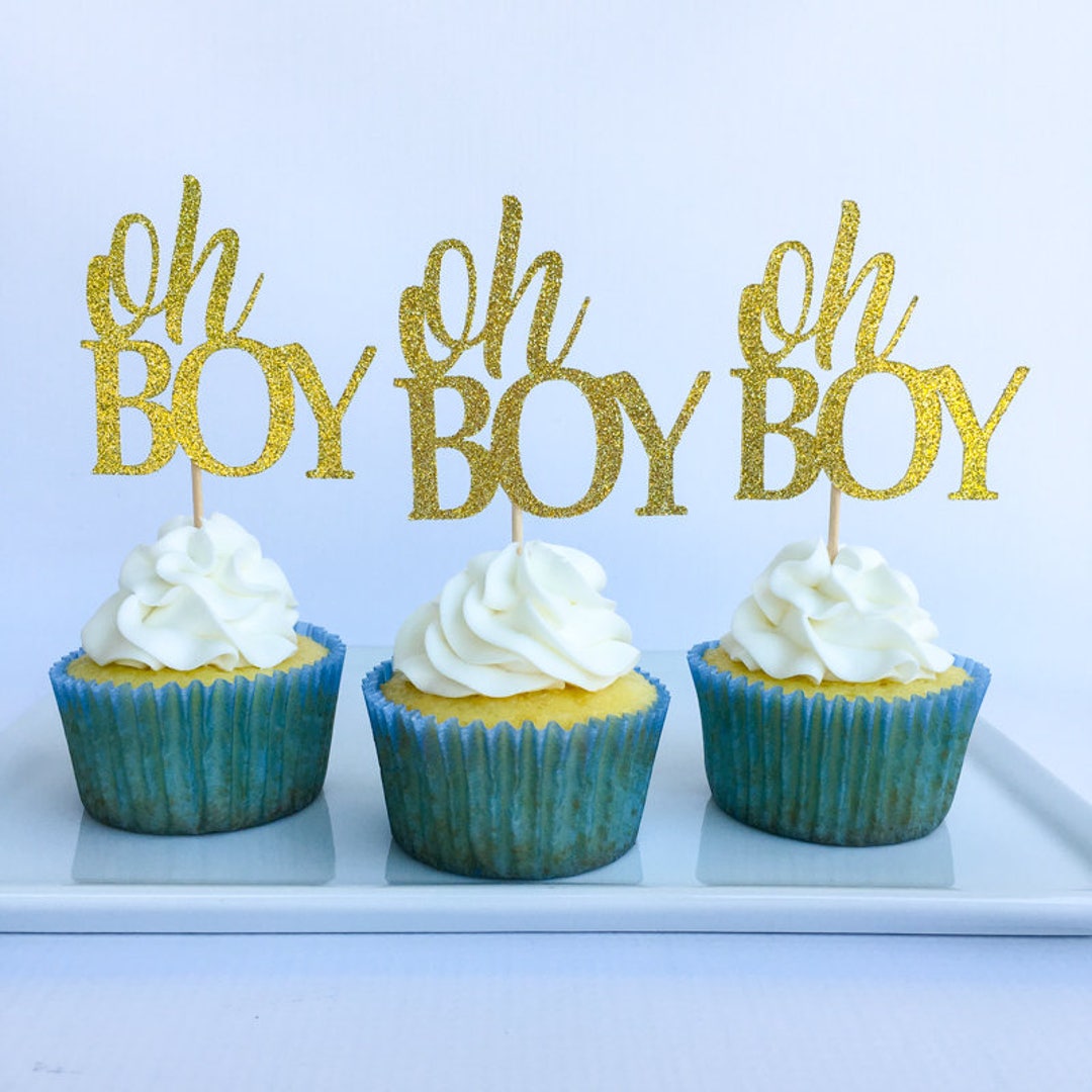 Oh Boy Cake Topper Baby Shower Cake Topper Baby Boy Cake Topper Gold ...