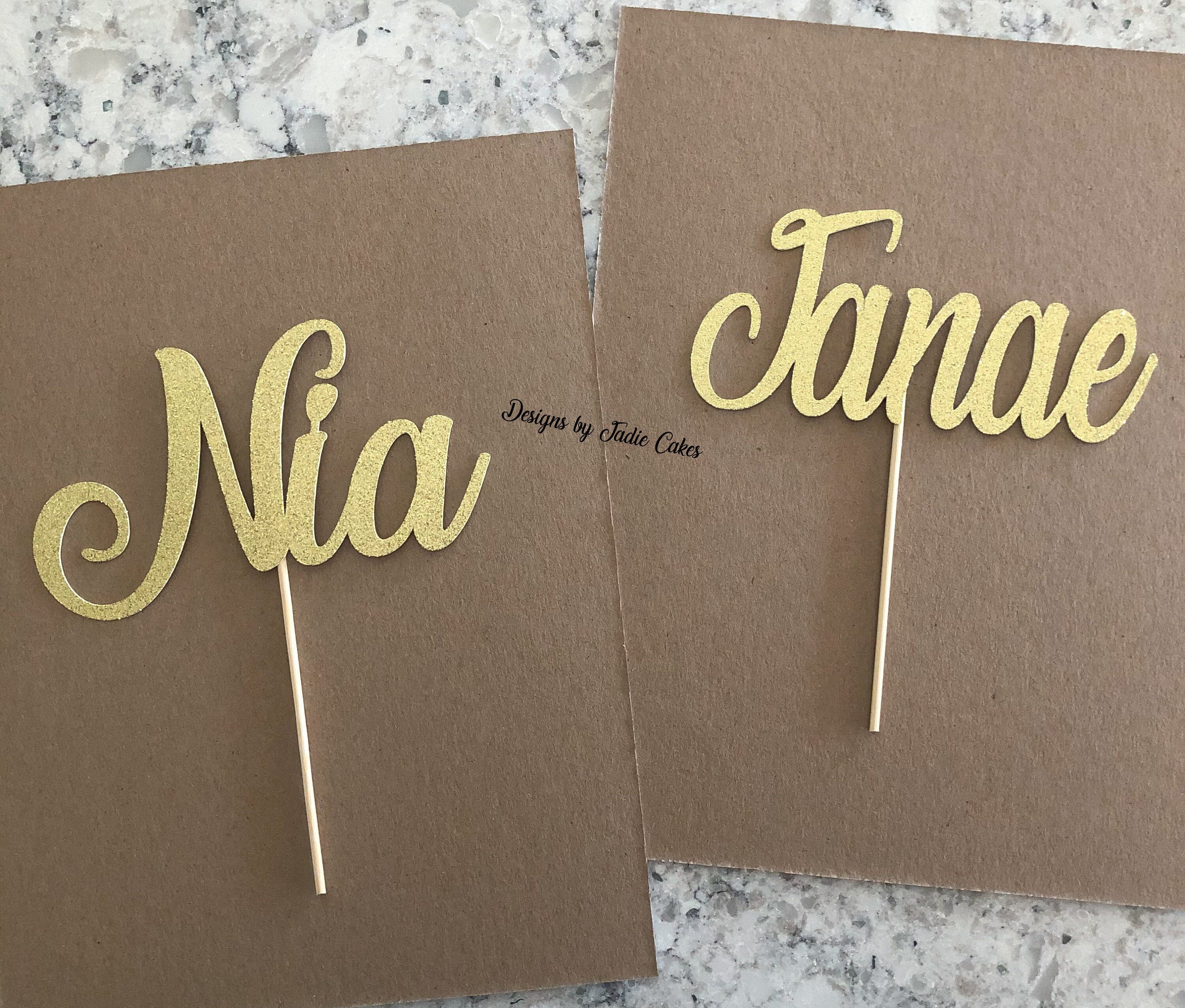 Name Cake Topper Script Cake Topper Glitter Cake Topper - Etsy