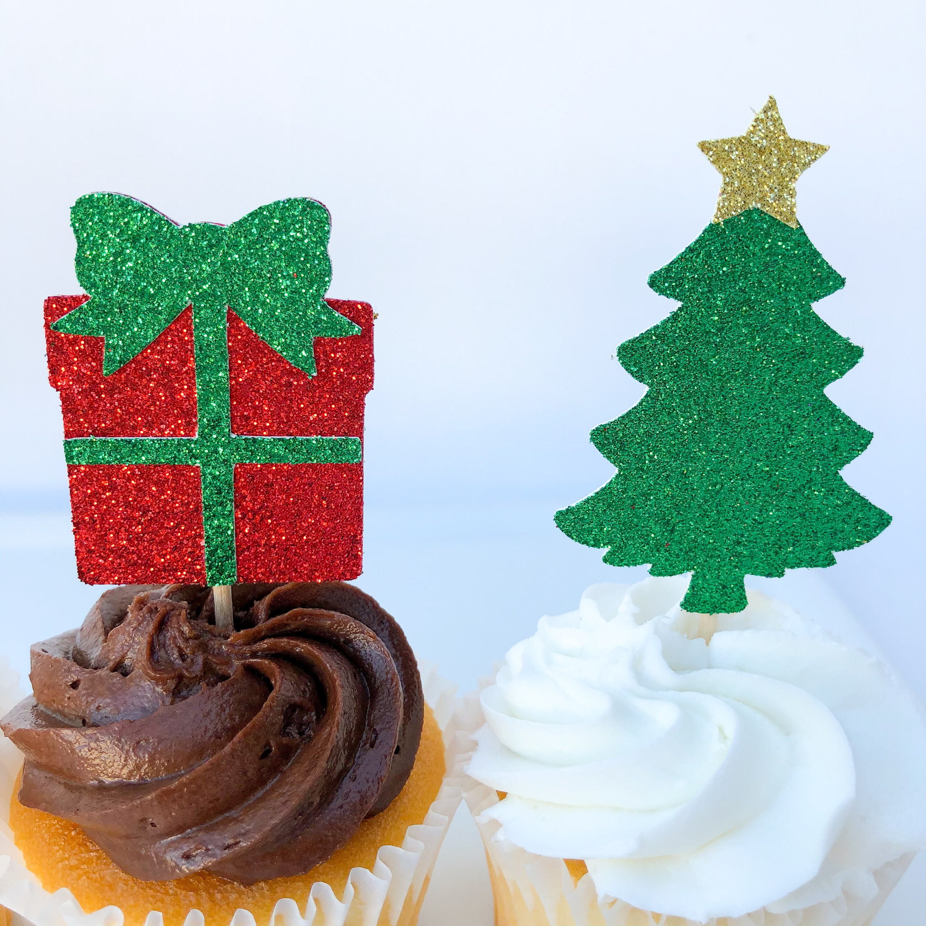 Merry Christmas Cake Topper Christmas Cupcake Toppers - Etsy