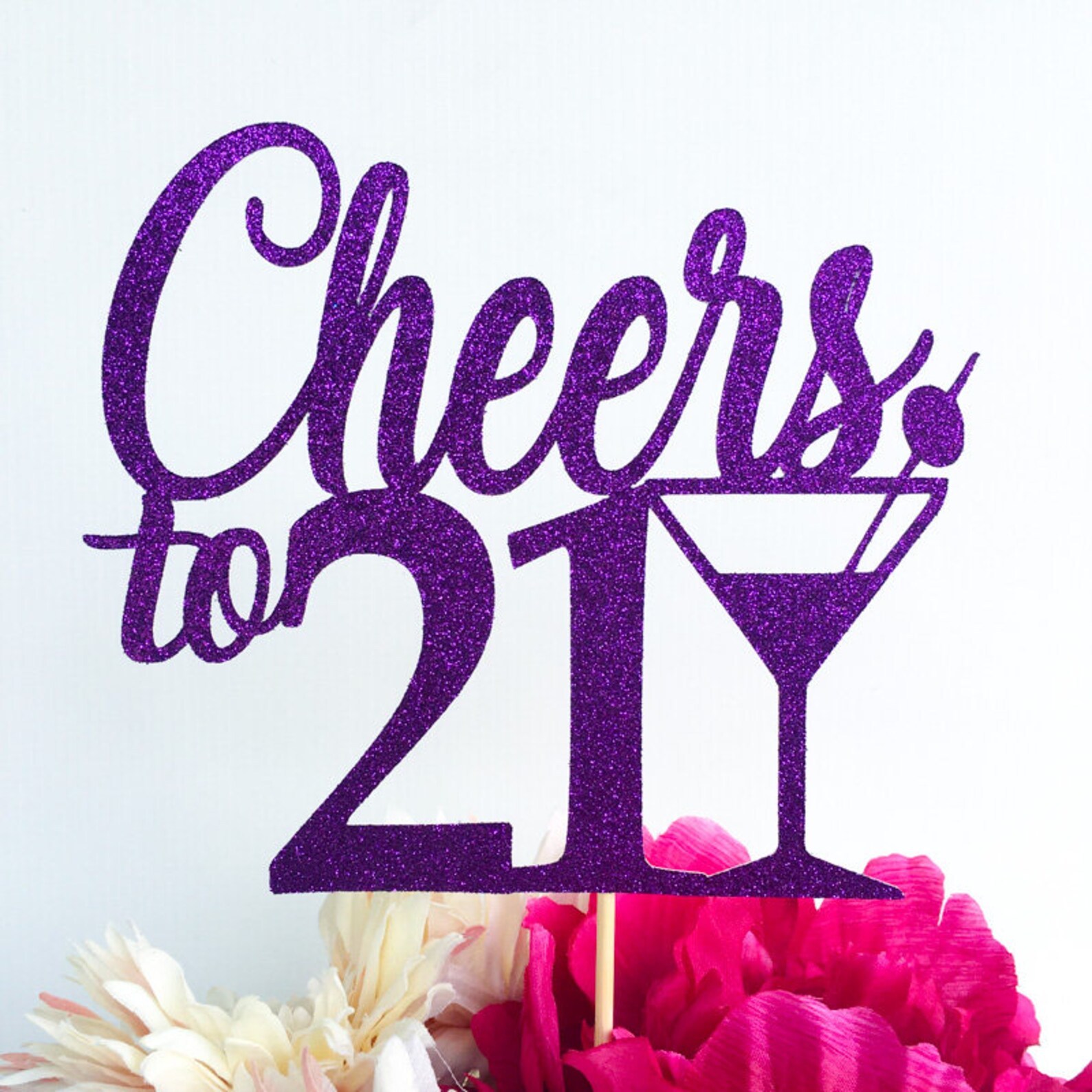 Cheers to Cake Topper Cheers Topper 21 Cake Topper | Etsy