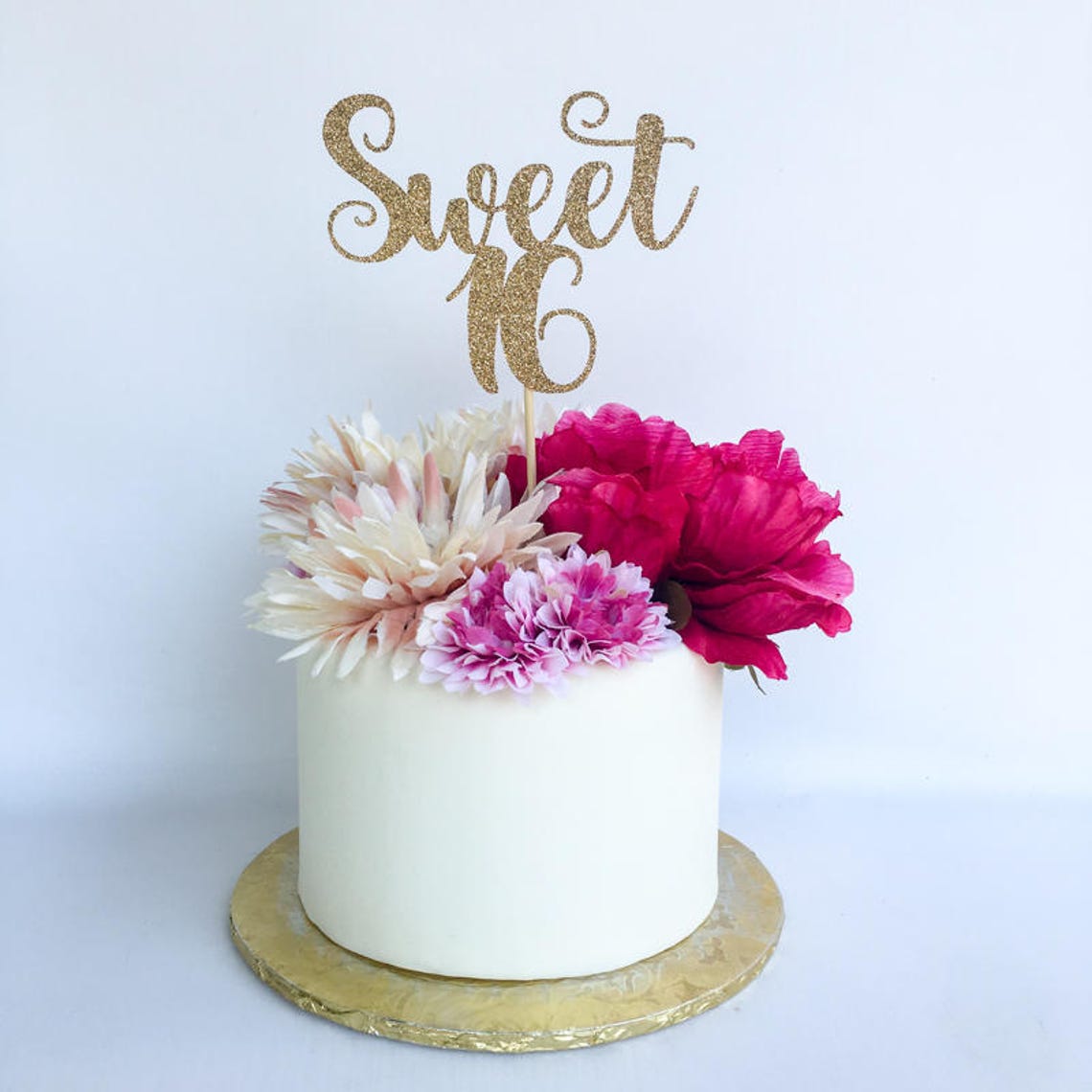 Sweet Sixteen Cake Topper Sweet 16 Glitter Cake Topper | Etsy