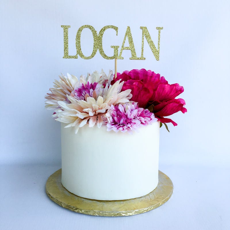 Name Cake Topper Glitter Cake Topper Gold Cake Topper - Etsy
