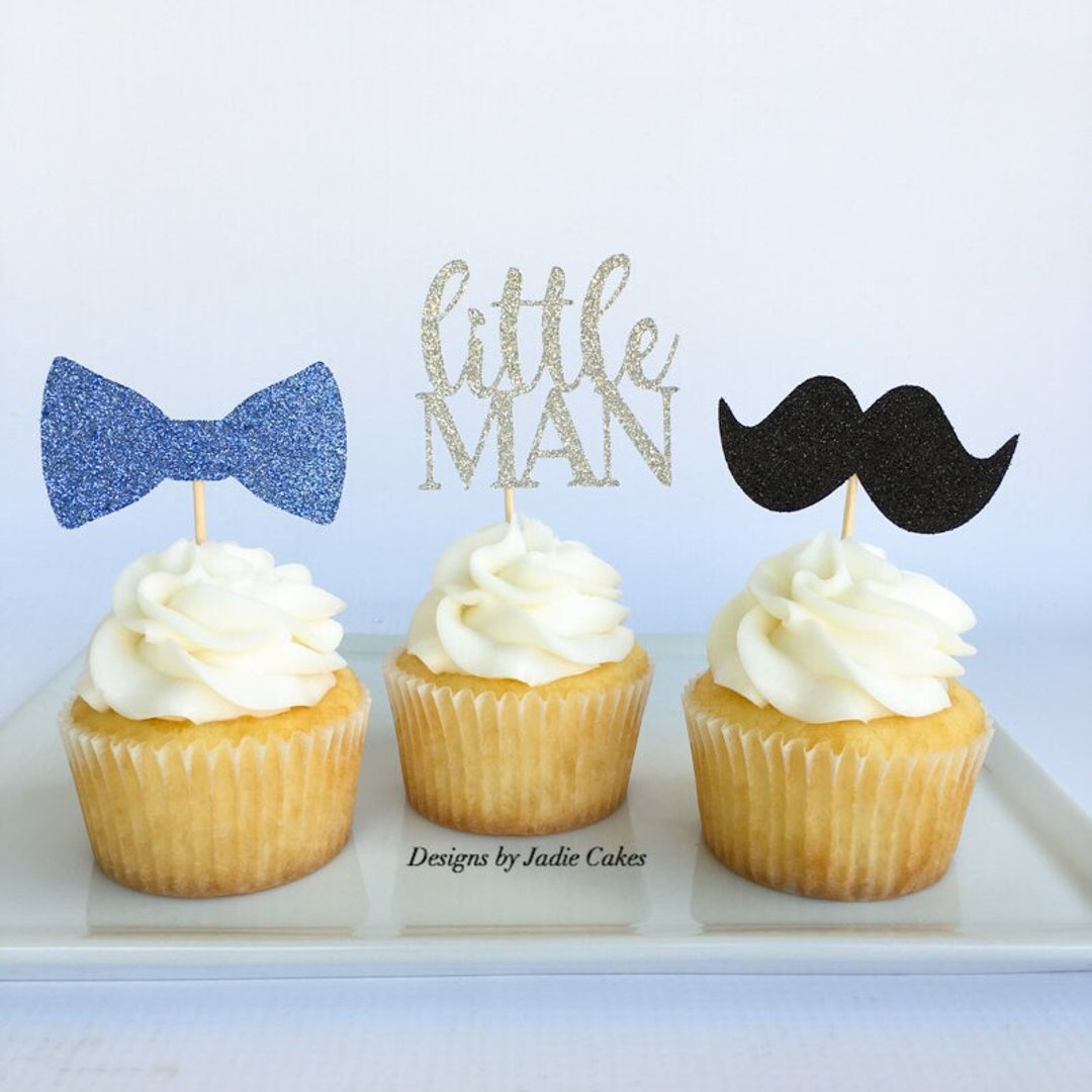 Little Man Cupcake Toppers | Mustache Cupcake Toppers | Little Man ...