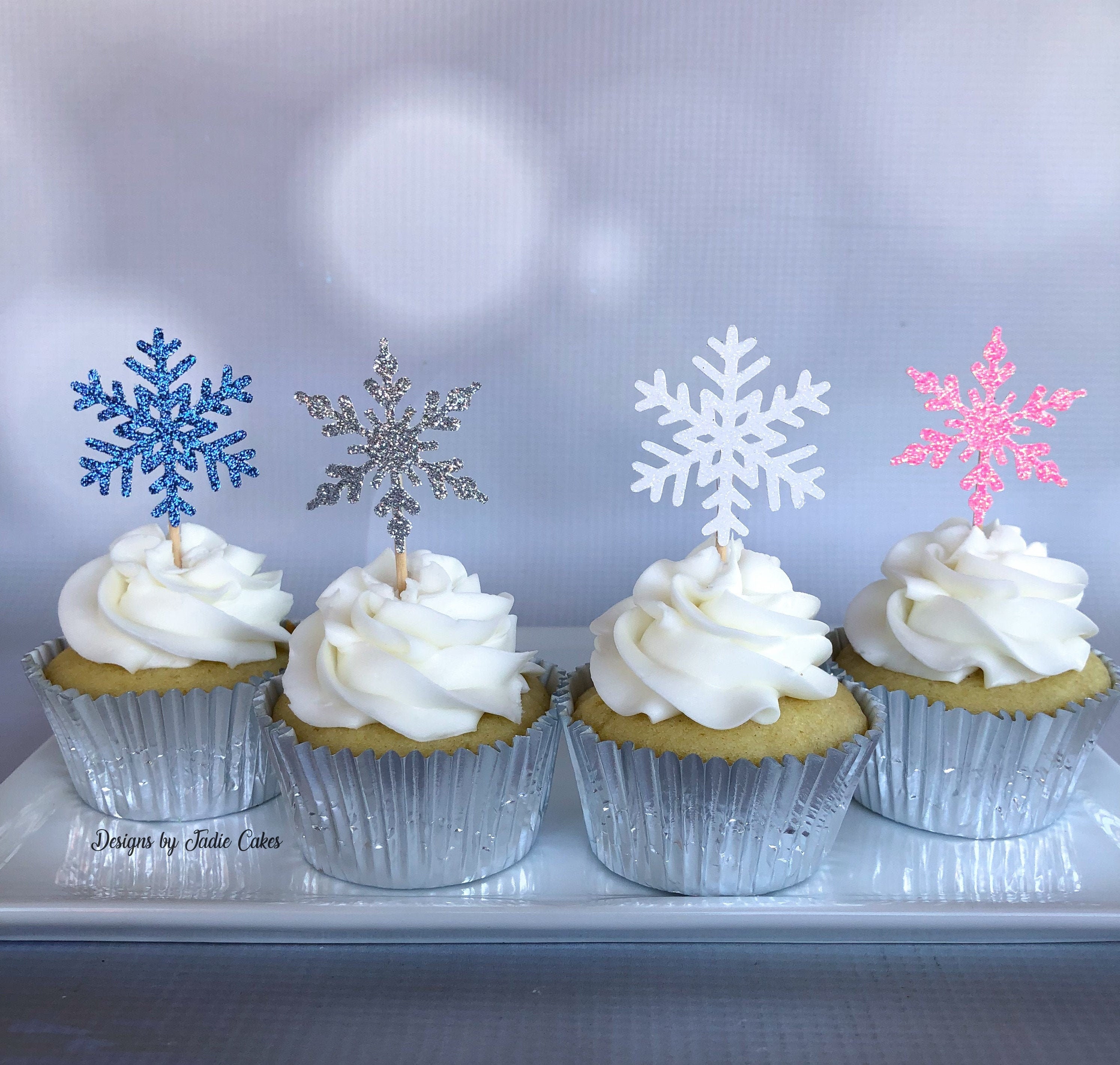 Snowflake Cupcake Topper Winter Onederland Topper Frozen - Etsy