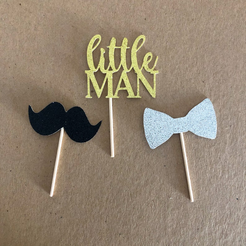 Little Man Cupcake Toppers Mustache Cupcake Toppers Little - Etsy