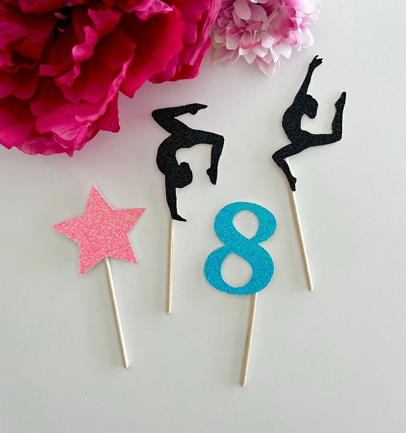 Gymnastics Cupcake Toppers | Gymnastics Cake Topper | Gymnastics ...