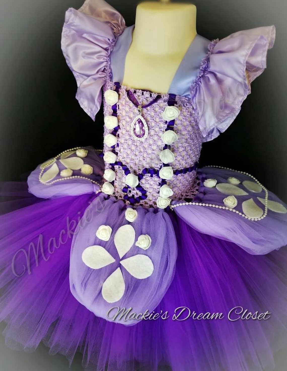 Princess Sofia Tutu Dress Gown Lavender Purple White Flower - Etsy