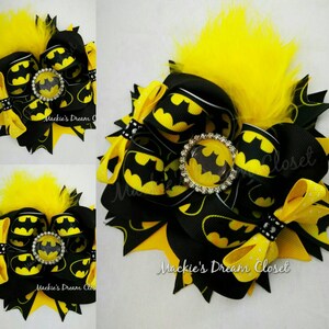 Batman Bow Batgirl Hair Clip Headband Rhinestone Centerpiece Feather ...
