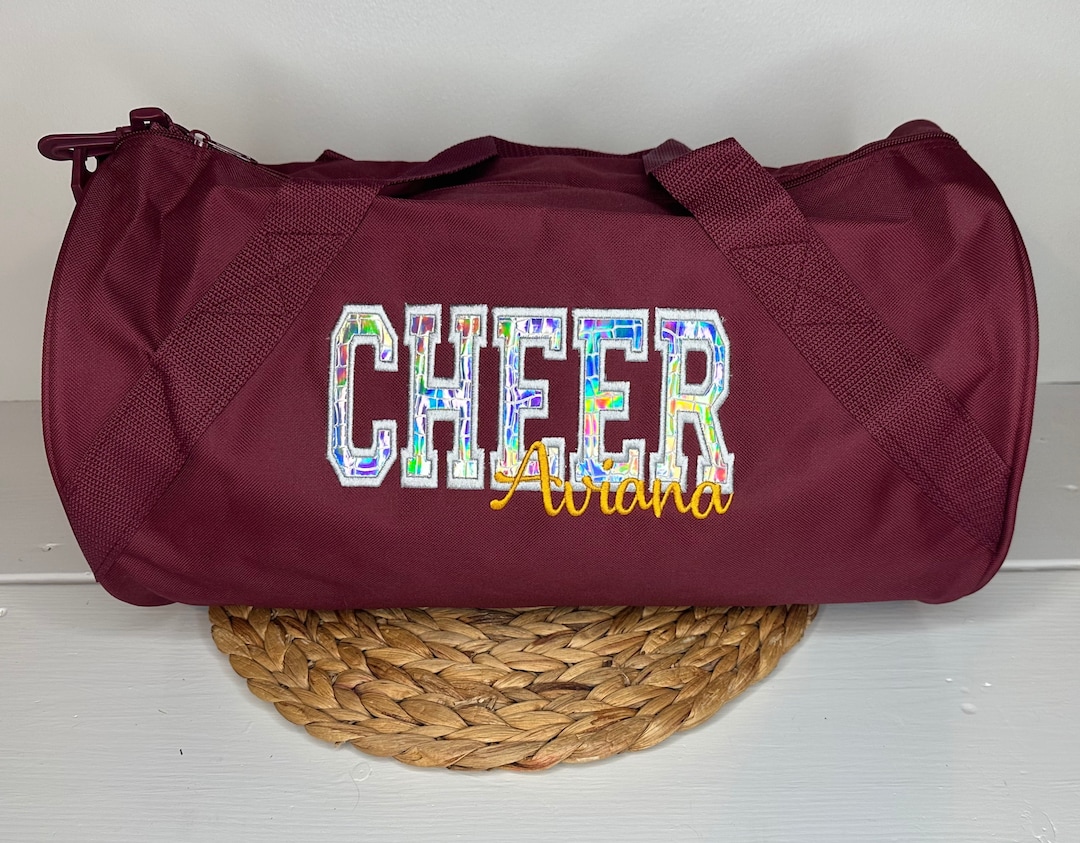 Personalized Cheer Duffel Bag • Holographic Appliqué, Embroidered Name ...