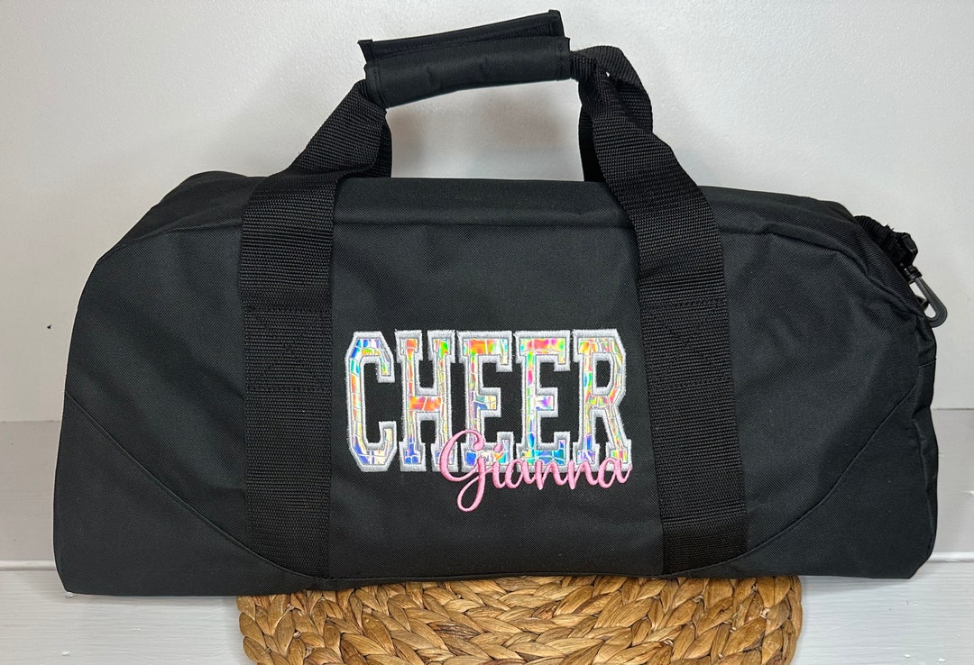 Personalized Large Cheer Duffel Bag With Silver Holographic Appliqué ...