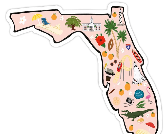 Florida Vinyl Sticker, Modern Laptop Sticker, Cute Water Bottle Sticker ...