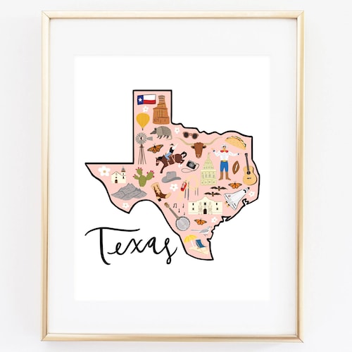 Texas Poster Texas Map Art Texas Map Wall Art Texas Canvas | Etsy