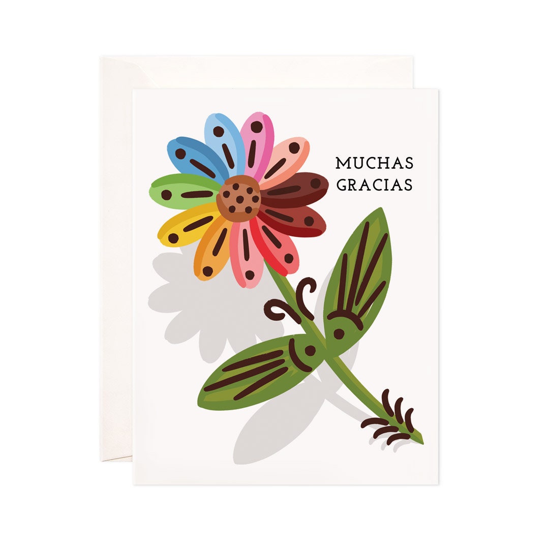 Gracias Flower Greeting Card, Handmade Thank You Card, Cute Muchas ...