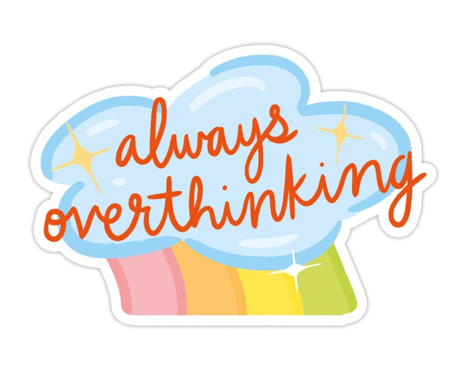 Overthinking Vinyl Sticker, Modern Laptop Sticker, Cute Water Bottle ...