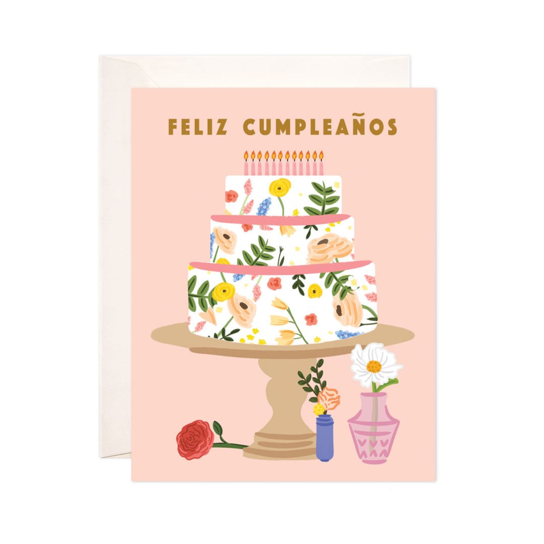 Cumpleaños Cake Greeting Card: Handmade Happy Birthday Card, Cute ...