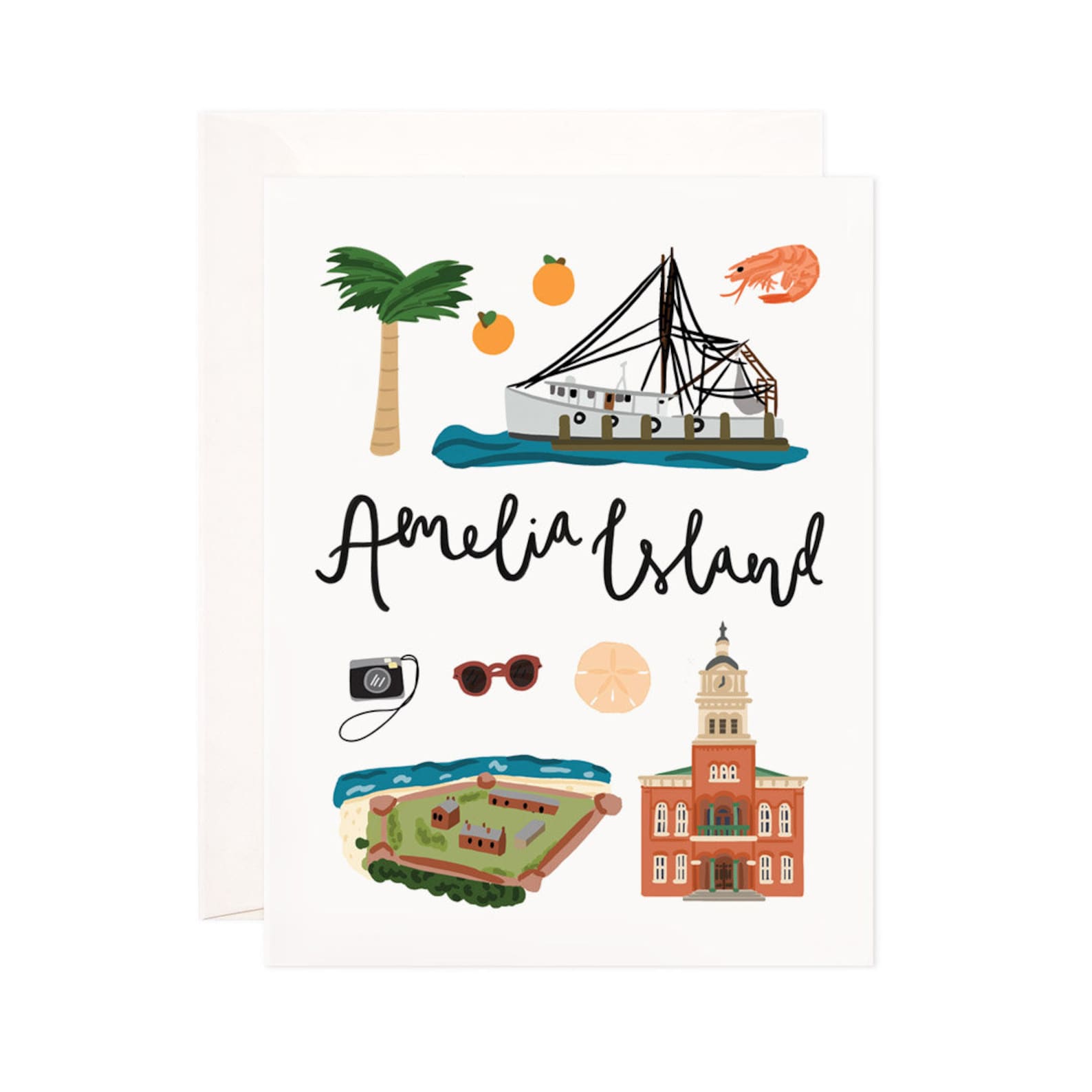 Amelia Island, Illustrated Amelia Island Greeting Card, Amelia Island ...