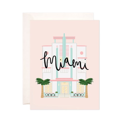 Miami Art Deco Building Card Illustrated Miami Greeting Card - Etsy