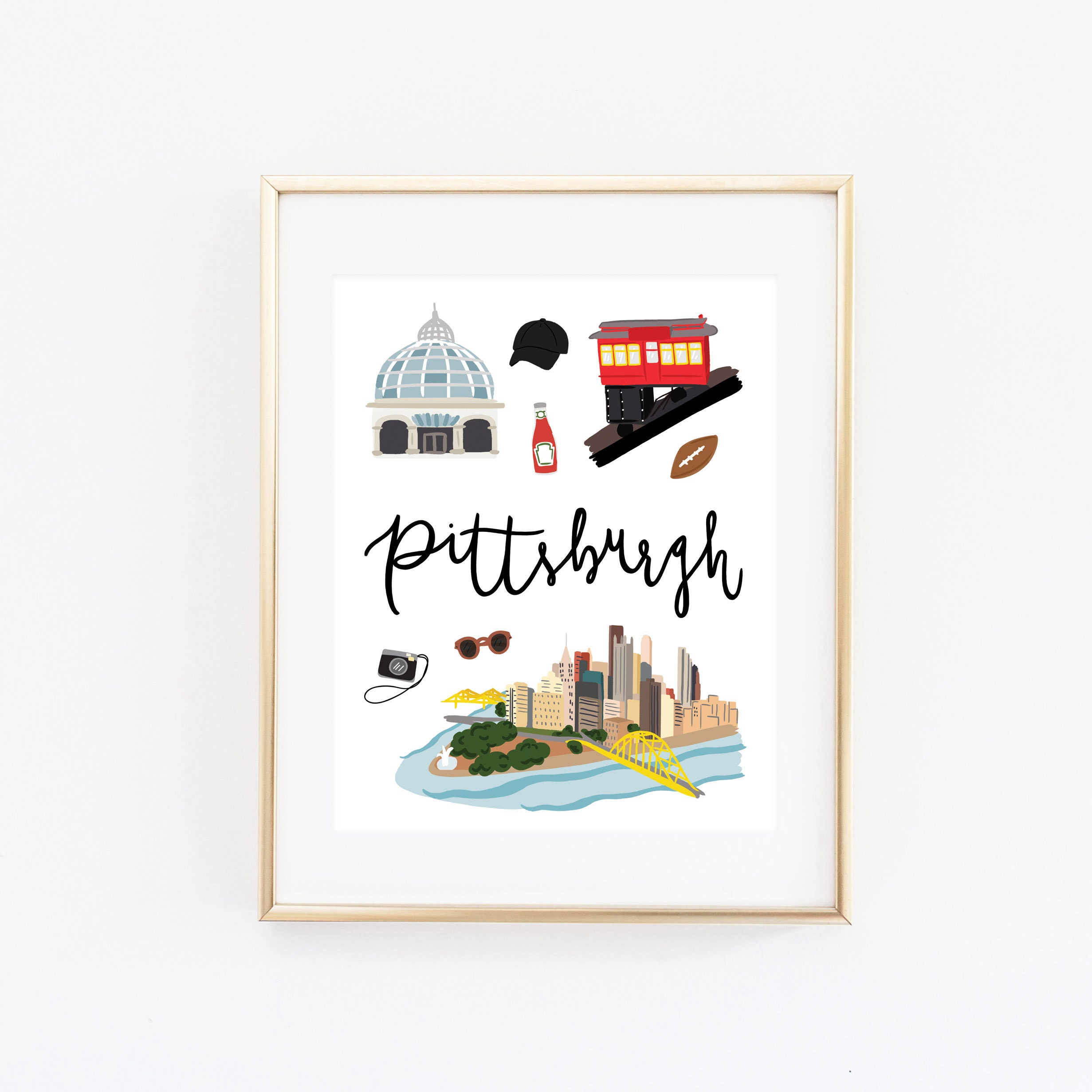 Pittsburgh Art Print, Illustrated Pittsburgh Decor, Cute Pittsburgh ...